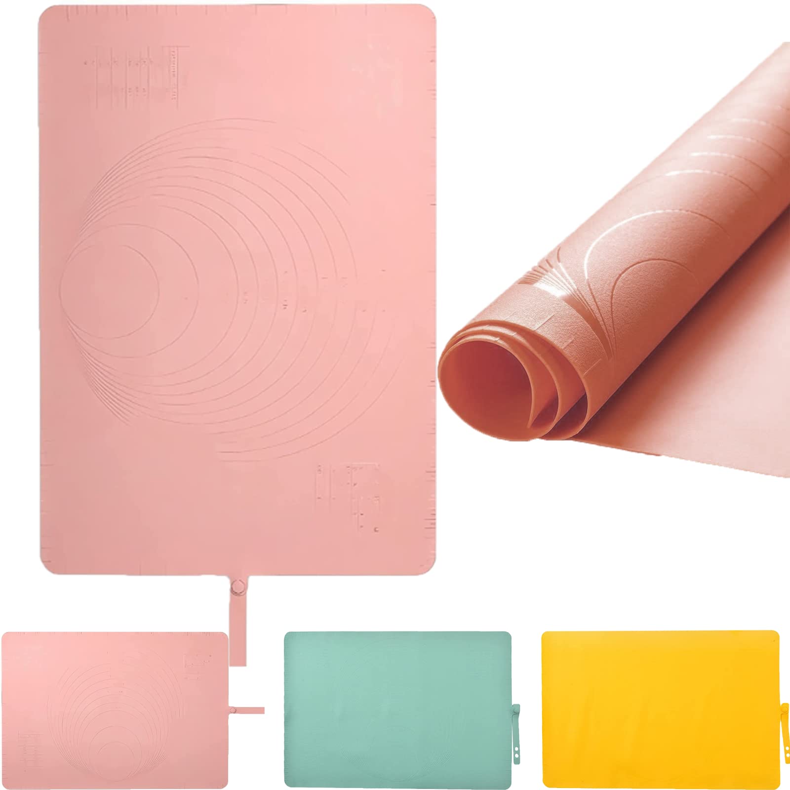 Extra Large Kitchen Silicone Pad - 2023 New Non Slip Non Stick Silicone Pastry Mats for Rolling Out Dough (Pink)