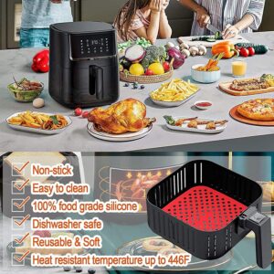 Armrouns Reusable Air Fryer Silicone Liner, 8.5Inch Square Non-Stick, BPA Free Reusable Air Fryer Accessories(2 Packs).