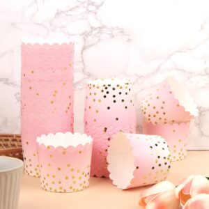 50 Pcs Paper Baking Cups 4.7 oz Cupcake Liners Oven-safe Muffin Cupcake Cups Liners Non-stick Baking Ramekin Holders Little Pudding Cups, Cupcake Tip Pan Holders for Wedding Birthday Party