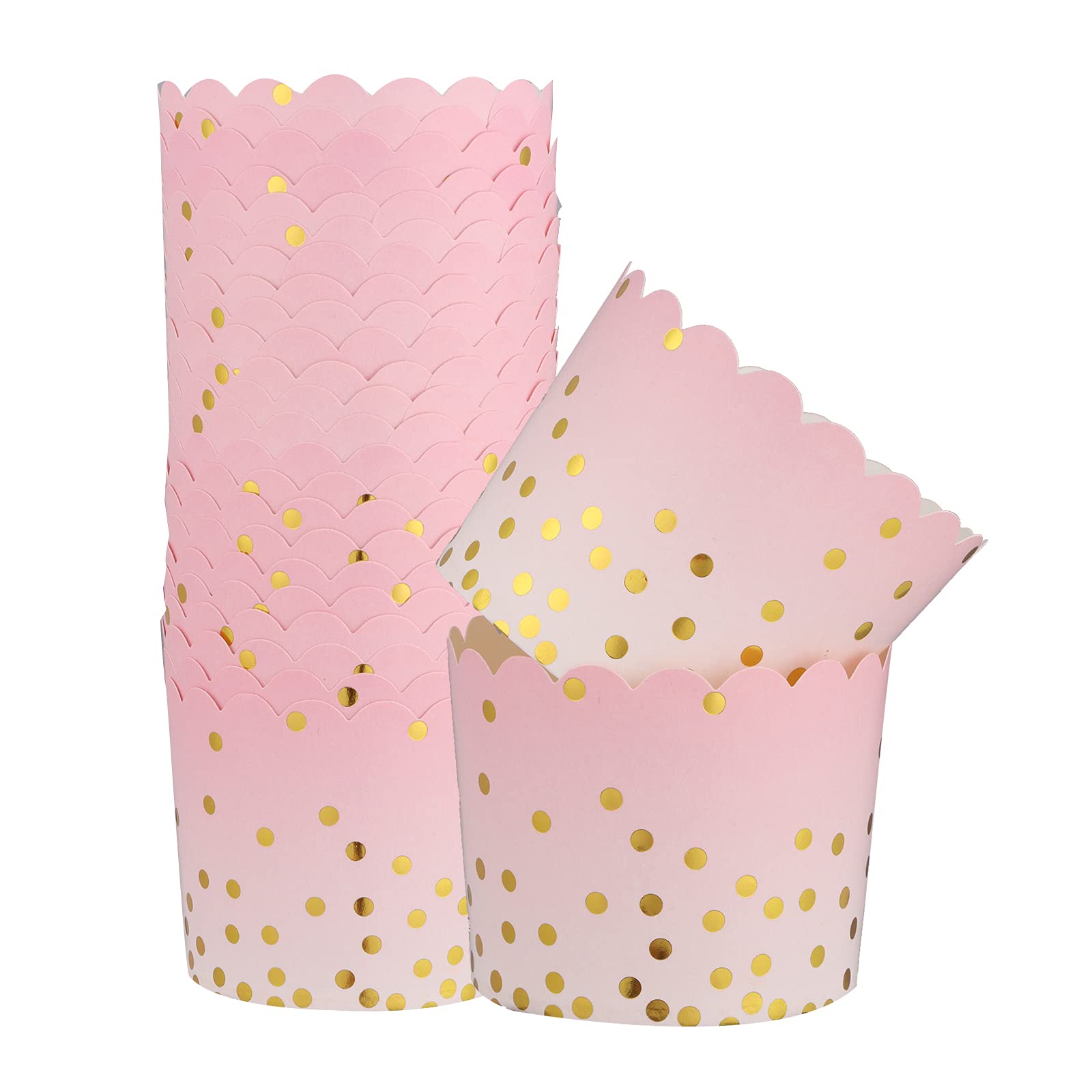 50 Pcs Paper Baking Cups 4.7 oz Cupcake Liners Oven-safe Muffin Cupcake Cups Liners Non-stick Baking Ramekin Holders Little Pudding Cups, Cupcake Tip Pan Holders for Wedding Birthday Party