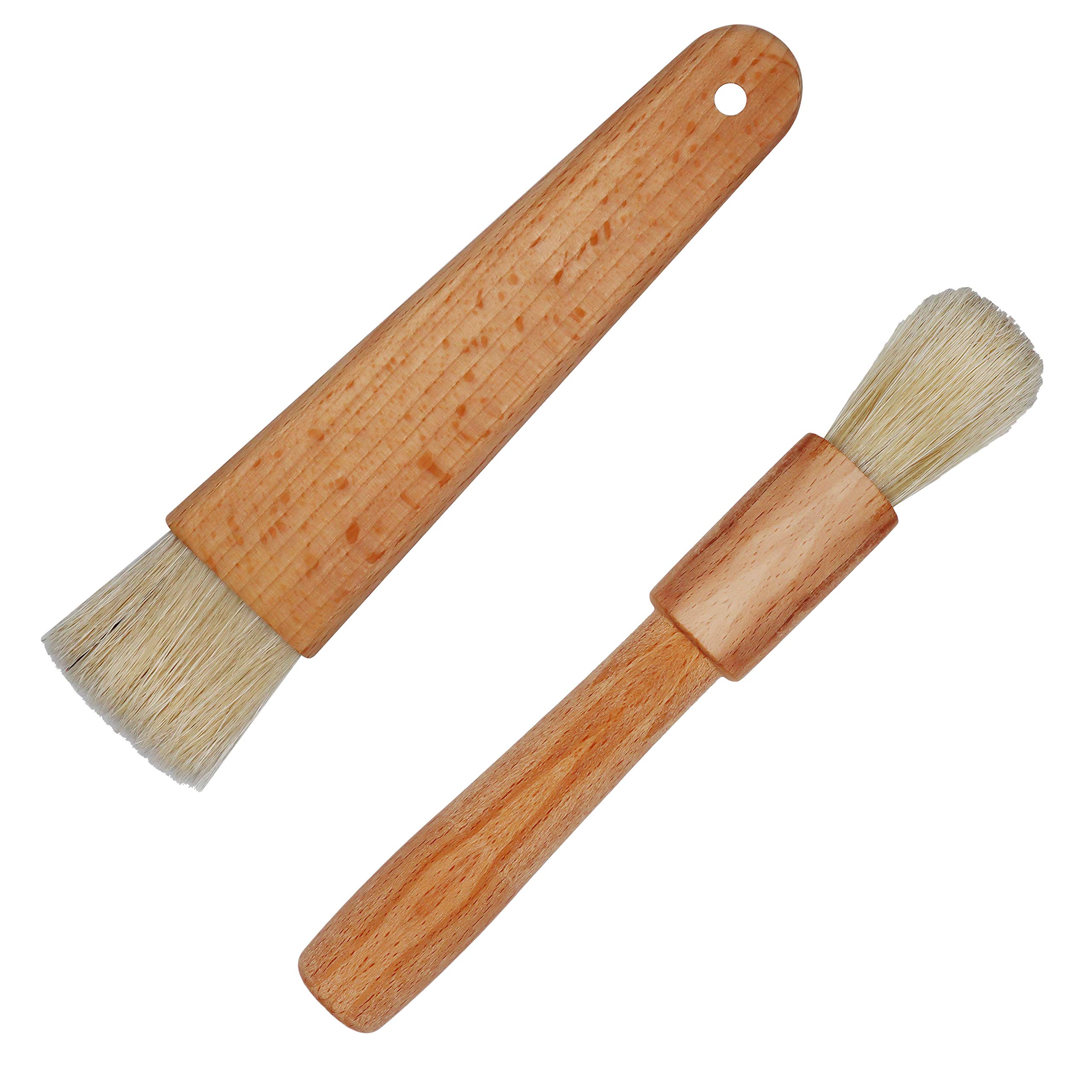 EIKS 2 Sets Natural Bristles with Wooden Handle Pastry Brushes for Basting Spreading Butter Oil Barbecue Baking Kitchen Cooking