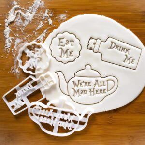 Eat Me Cake Alice In Wonderland Crazy Teapot Drink Me Treat Dessert Quotes Mad Cutter Cookie 2024 Cookie Molds With Good Wishes (Color : 3pcs)