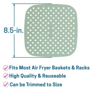 Air Fryer Silicone Liners, Non-Stick, Easy Clean, Reusable Air Fryer Liner Mats Accessories 8.5” SQUARE (2-Pack) “JUNIPER” Fits most air fryer models