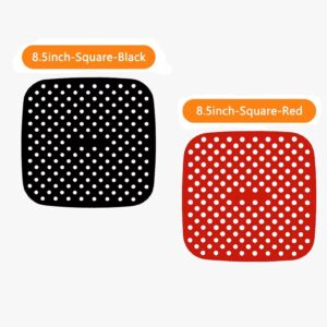 2 PackAirFryer Silicone liners,None stick 8 inch Air Fryer liner square mat, Reusable Air fryer insert, Fits 3-5 QT Air Fryer pot Parchment paper replacement liners, microwave safe, dishwasher safe