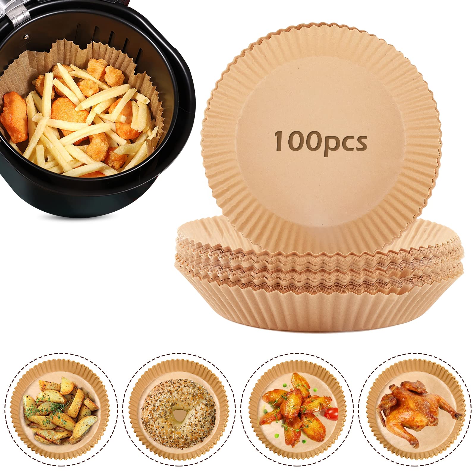 Air Fryer Disposable Paper Liner - Round Non Stick Air Fryer Parchment Paper Liners, Food Grade Airfryer Parchment Paper, Water Proof Oil Resistant Air Fryer Liners Paper, Parchment for Air Fryer