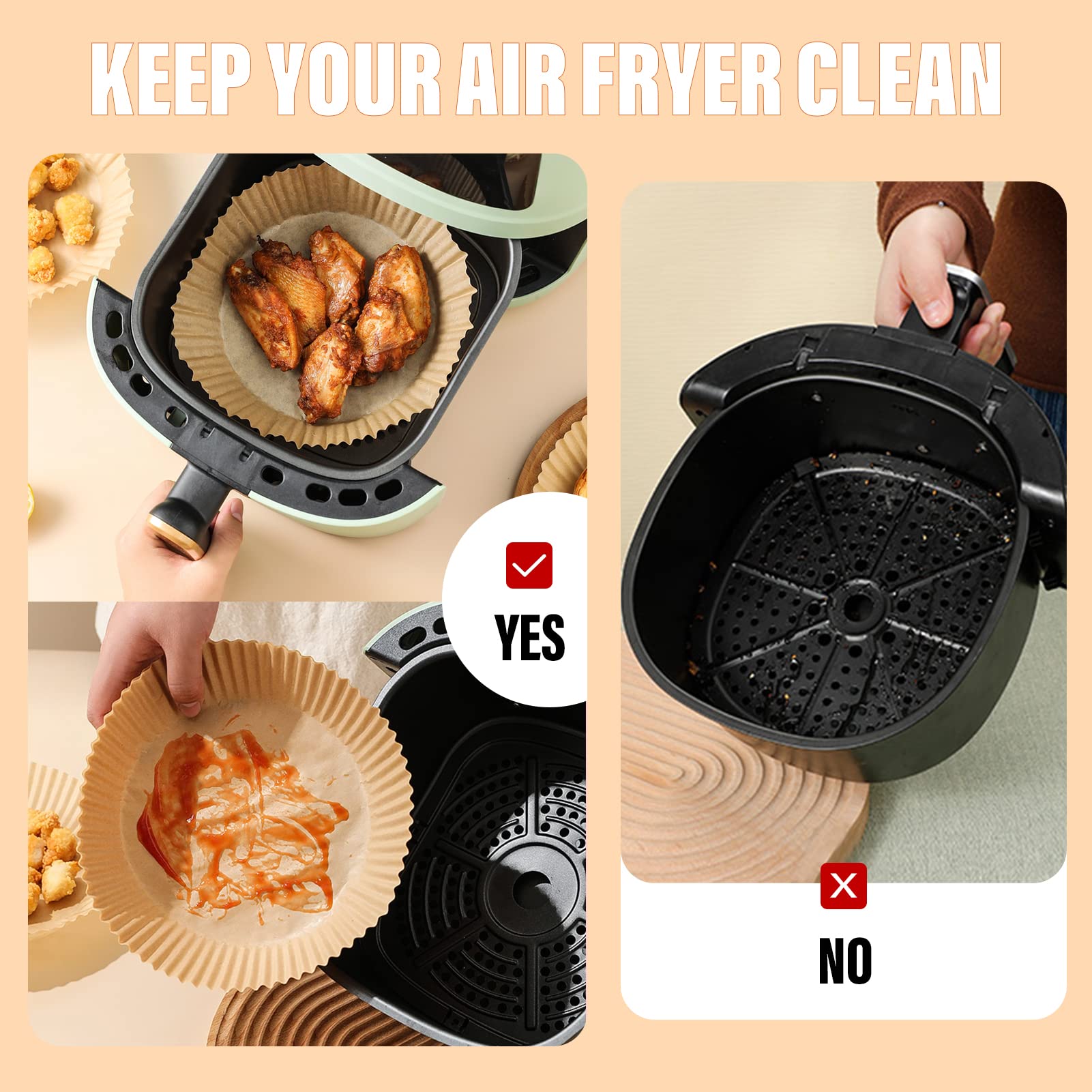 Air Fryer Disposable Paper Liner - Round Non Stick Air Fryer Parchment Paper Liners, Food Grade Airfryer Parchment Paper, Water Proof Oil Resistant Air Fryer Liners Paper, Parchment for Air Fryer