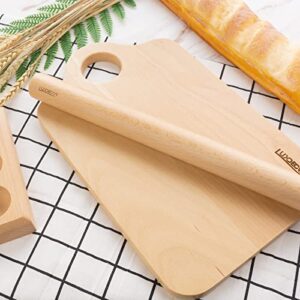 Luxdecor Wooden Rolling Pin for Baking Dowel Small Pizza Dough Roller Mini Kids 13 Inch by 1.24 Inch Non Stick Beech Wood Natural