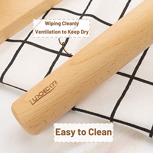 Luxdecor Wooden Rolling Pin for Baking Dowel Small Pizza Dough Roller Mini Kids 13 Inch by 1.24 Inch Non Stick Beech Wood Natural