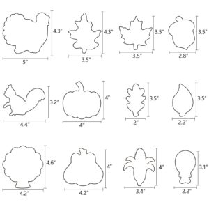 12PCS Large Fall Thanksgiving Cookie Cutter Set - Turkey,Pumpkin,Maple/Oak/Teardrop Leaf,Squirrel, Acorn,Corn,and Turkey Leg