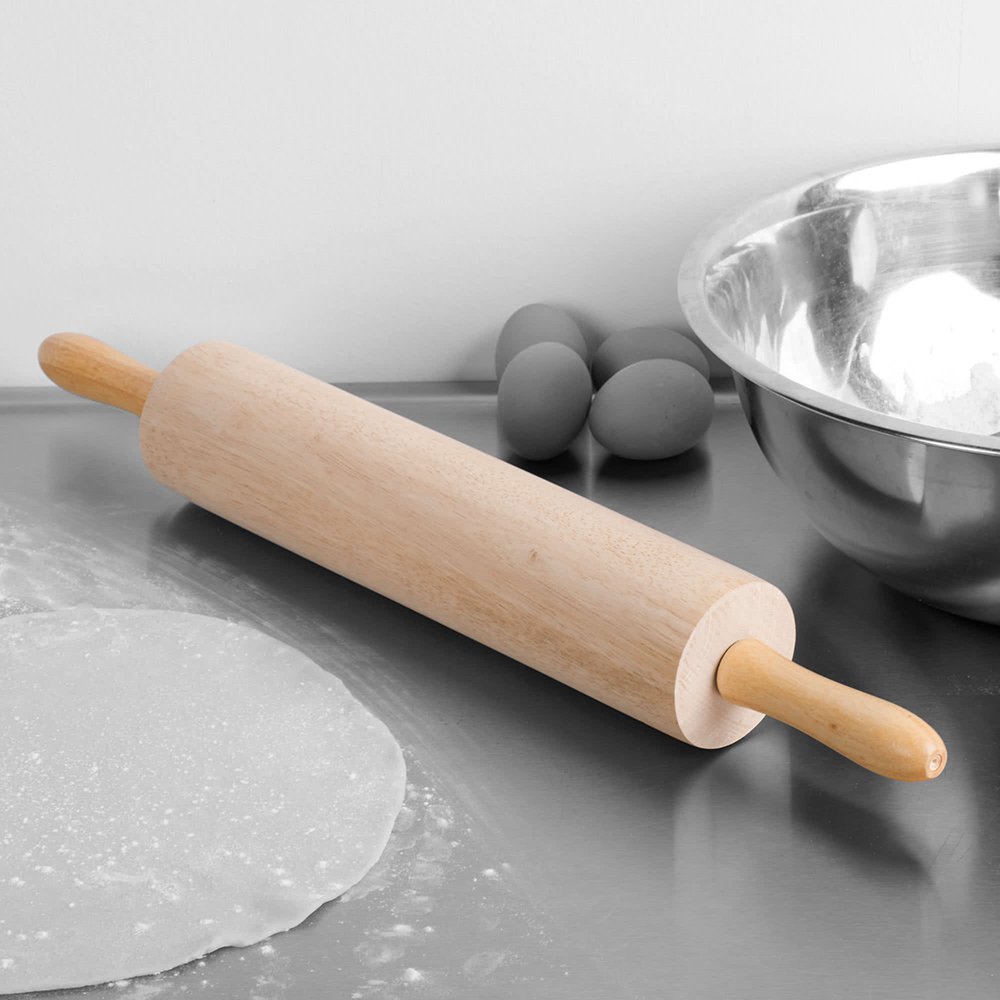 18-Inch Wooden Rolling Pin, Hardwood Dough Roller With Smooth Rollers for Baking Bread, Pastry, Cookies, Pizza, Pie and Fondant