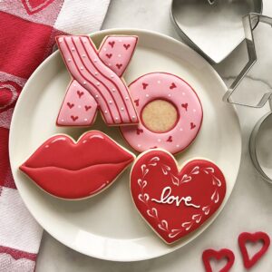 Valentines Cookie Cutters 4-Pc. Set Made in the USA by Ann Clark, Lips, Heart, X, and O