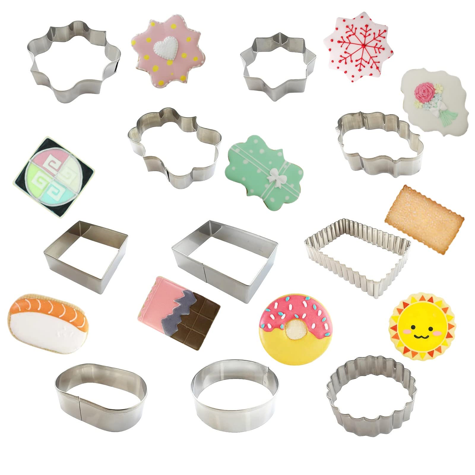 Fancy Plaque Cookie Cutters Set of 10 pcs, Stainless Steel Wedding Frames Shaped Fondant Cutter Molds Baking DIY