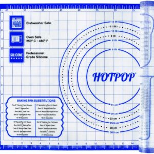 HOTPOP 26 x 16 Inches Extra Thick Nonstick Silicone Pastry & Pie Crust Mat Rolling with Measurements, Kneading and Baking Dough Pastry Pie Crust Bun - Bread Making Mat - Silicone Pie Crust Rolling Mat