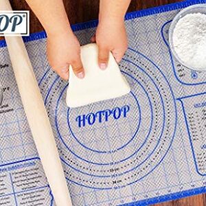 HOTPOP 26 x 16 Inches Extra Thick Nonstick Silicone Pastry & Pie Crust Mat Rolling with Measurements, Kneading and Baking Dough Pastry Pie Crust Bun - Bread Making Mat - Silicone Pie Crust Rolling Mat