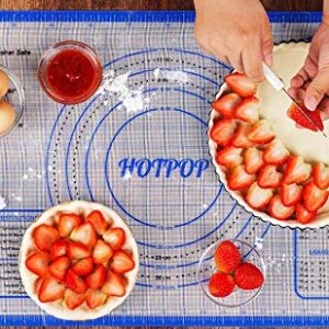 HOTPOP 26 x 16 Inches Extra Thick Nonstick Silicone Pastry & Pie Crust Mat Rolling with Measurements, Kneading and Baking Dough Pastry Pie Crust Bun - Bread Making Mat - Silicone Pie Crust Rolling Mat