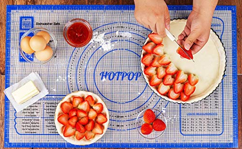 HOTPOP 26 x 16 Inches Extra Thick Nonstick Silicone Pastry & Pie Crust Mat Rolling with Measurements, Kneading and Baking Dough Pastry Pie Crust Bun - Bread Making Mat - Silicone Pie Crust Rolling Mat