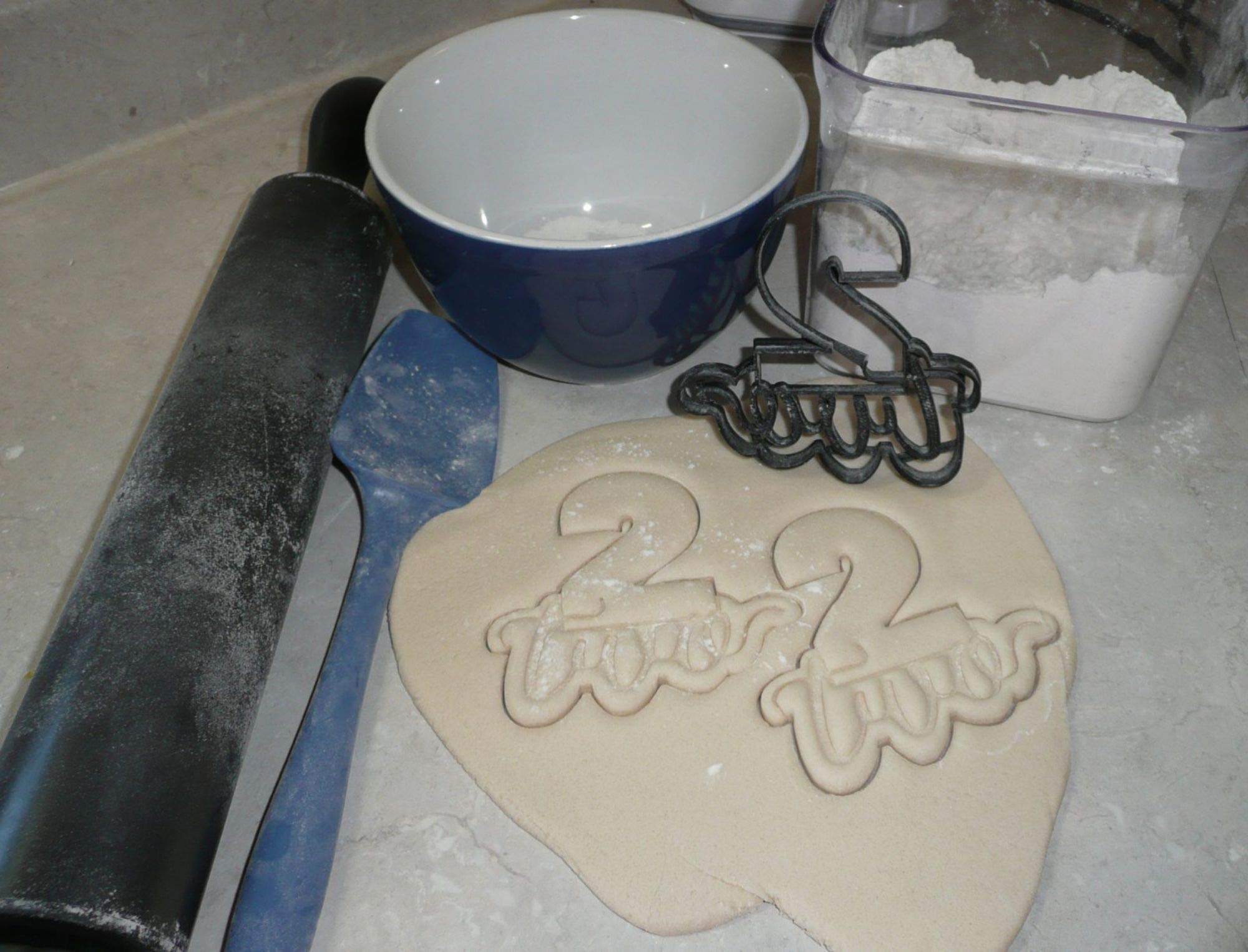 NUMBER 2 WITH WORD BIRTHDAY ANNIVERSARY PARTY AGE DATE DETAILED COOKIE CUTTER MADE IN USA PR2403