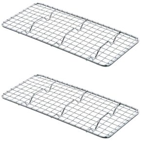 TrueCraftware Set of 2 Third Size Rectangular Chrome-Plated Wire Pan Grate 5"x 10" -Fits Third Size Sheet Cookie Pans Cooling Rack for Baking and Cooking