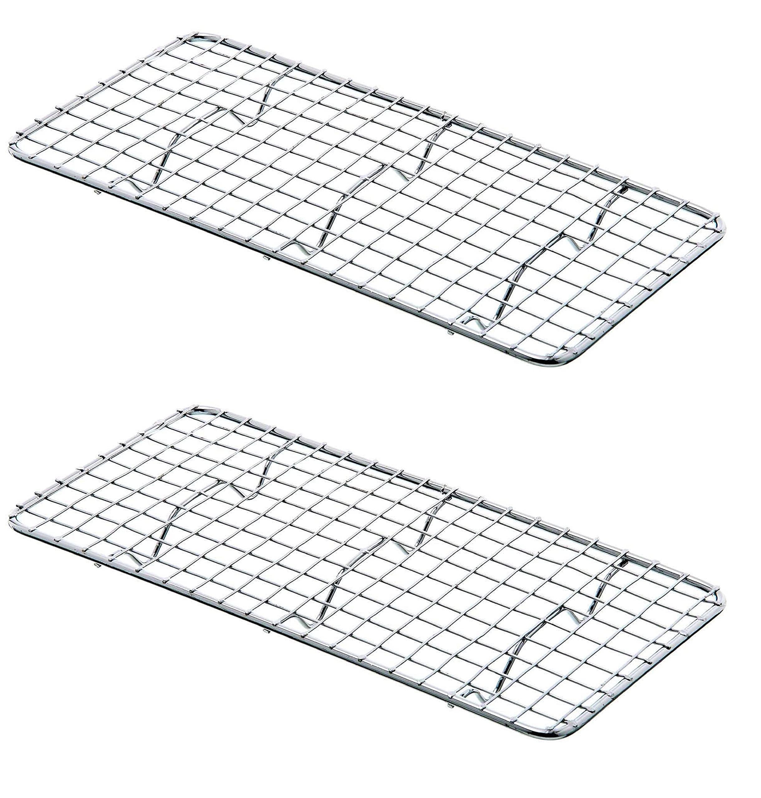 TrueCraftware Set of 2 Third Size Rectangular Chrome-Plated Wire Pan Grate 5"x 10" -Fits Third Size Sheet Cookie Pans Cooling Rack for Baking and Cooking