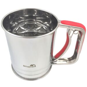 stainless steel flour sifter for baking with silicone handle(3 cup)