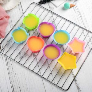 Mirenlife Reusable and Non-stick Silicone Baking Cups/Muffin Cup Molds in Storage Container-24 Pack-6 Vibrant Colors-4 Shapes(Flower,Star,Heart,Round)