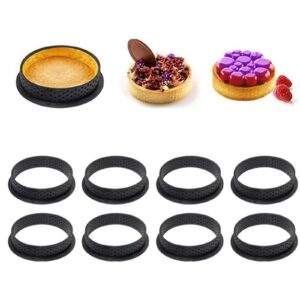 just n1 8 pcs tart rings perforated cake mold round shape mousse circle ring, circle tartlet, perforated mold cake decorating