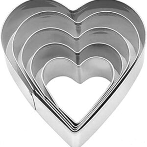 5 Pieces Heart Cookie Cutter Set Valentine’s Day Heart Shapes Stainless Steel Cutters Molds for Anniversary, Bridal, Engagement and Valentine,Wedding,Baking Gifts