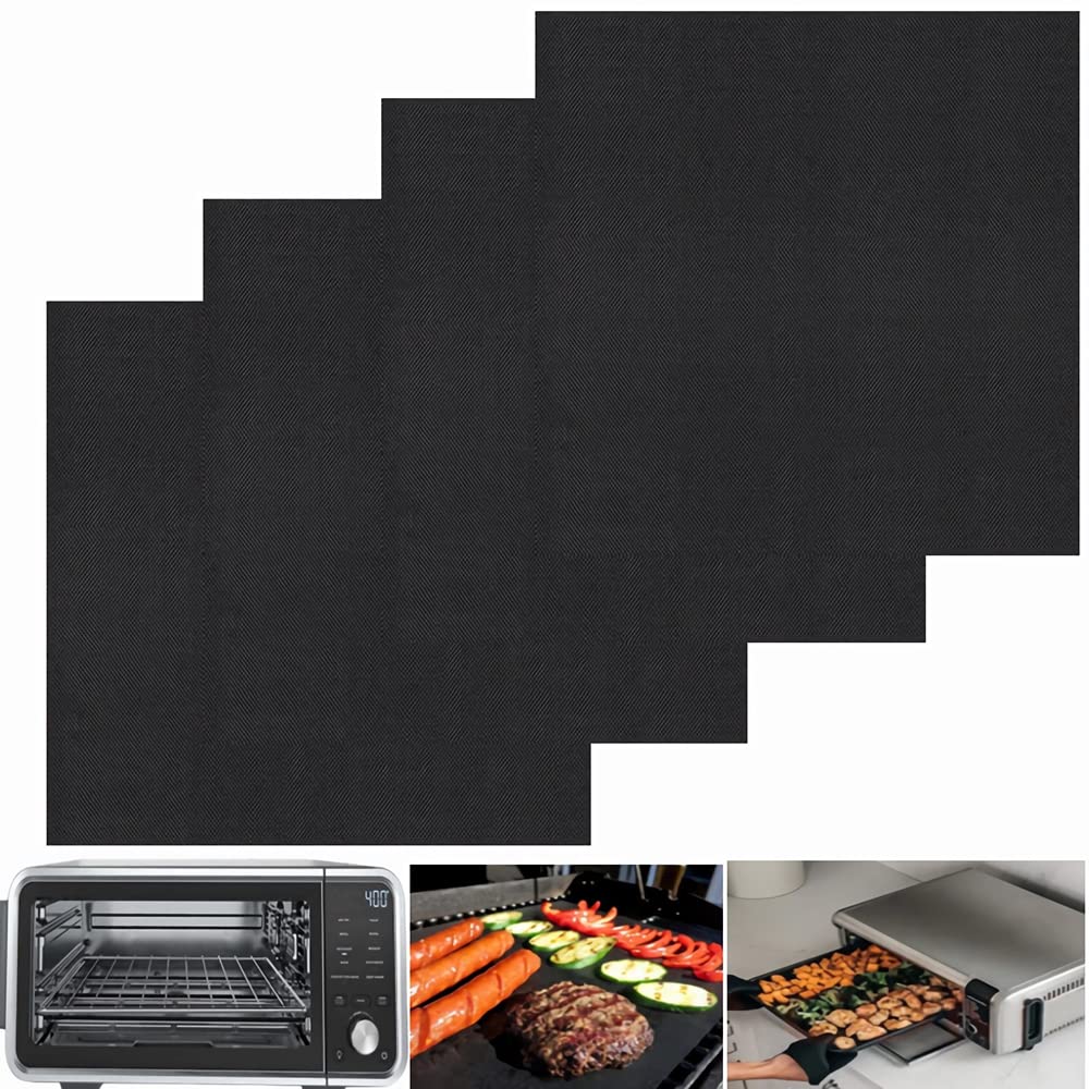 4 Pack Oven Liners for Bottom of Oven, Large Reusable Heavy Duty Oven Liners Protector Mats for Gas Oven Electric Oven Baking Sheet Toaster Microwave Grill, Nonstick BPA and PFOA Free, 12"x 12"