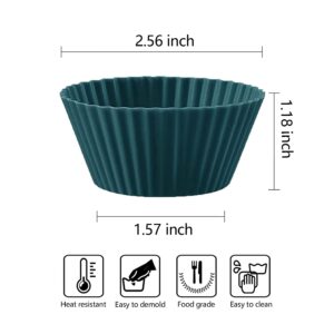 24 Pack Silicone Baking Cups Set, Reusable Nonstick Kitchen Cupcake Liners NonToxic BPA Free for Pudding Tart Bread Mousse Jelly for Holiday Party Thanksgiving Christmas (2.56" x 1.57" x 1.18")