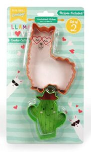 handstand kitchen llama love 2-piece llama and cactus cookie cutter set