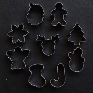 Christmas Cookie Cutter Set-9 piece-Gingerbread Men, Snowflake, Reindeer, Angel, Christmas Tree, Snowman, Santa Face and More Cookie Cutters molds