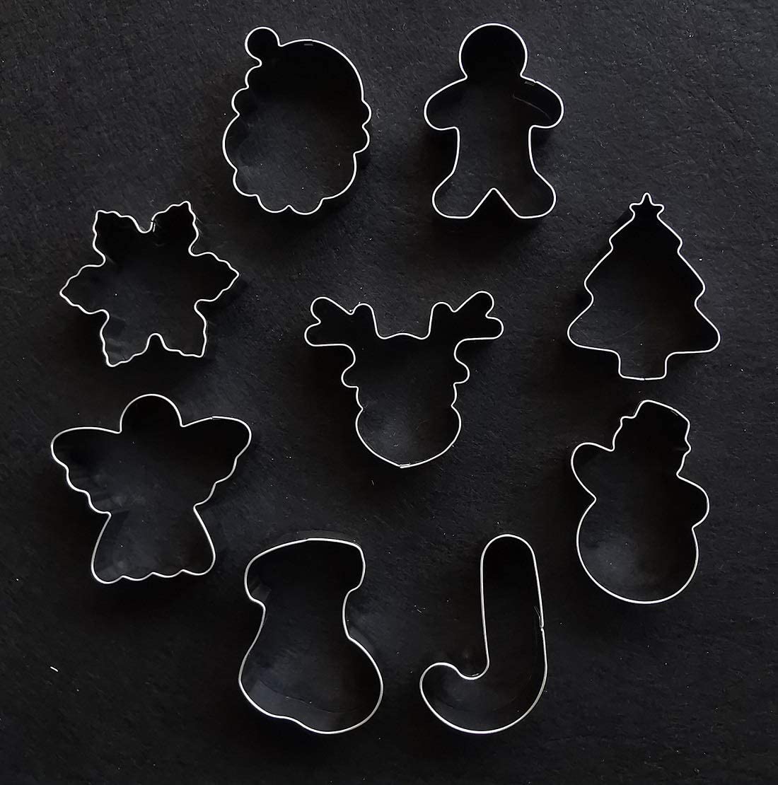 Christmas Cookie Cutter Set-9 piece-Gingerbread Men, Snowflake, Reindeer, Angel, Christmas Tree, Snowman, Santa Face and More Cookie Cutters molds