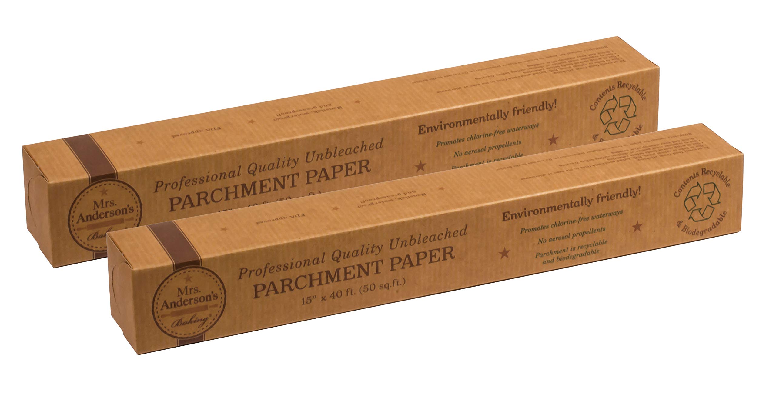 Mrs. Anderson's Baking Non-Stick Parchment Paper, Professional Quality, 50-Square-Feet, Set of 2, Unbleached