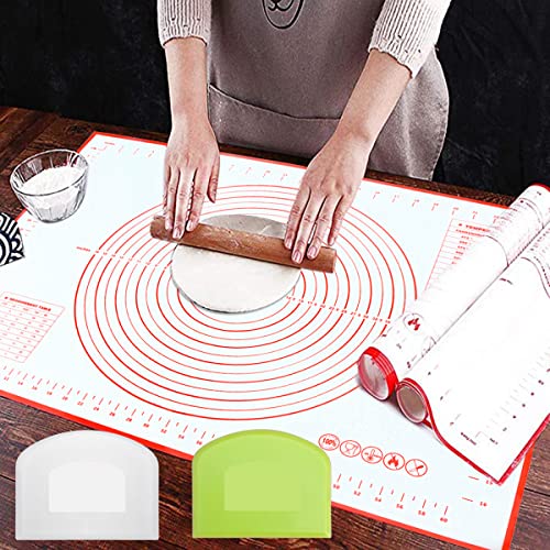 TANGN Pastry Mat Large Silicone Baking for Rolling Out Dough, Fondant Dough Kneading Cutting Non Stick Slip, Pie Bread Cookie BPA Free with Measurements, Red (20 x 28 inch) (BM-001)