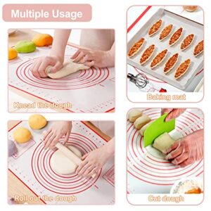 TANGN Pastry Mat Large Silicone Baking for Rolling Out Dough, Fondant Dough Kneading Cutting Non Stick Slip, Pie Bread Cookie BPA Free with Measurements, Red (20 x 28 inch) (BM-001)