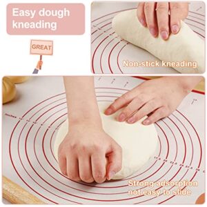 TANGN Pastry Mat Large Silicone Baking for Rolling Out Dough, Fondant Dough Kneading Cutting Non Stick Slip, Pie Bread Cookie BPA Free with Measurements, Red (20 x 28 inch) (BM-001)