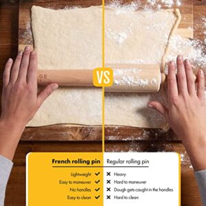 Heritage Products French Rolling Pin - Tapered Wooden Rolling Pins for Baking - Dough Roller for Fondant, Ravioli, Pastry, Pie, Bread, Dumpling