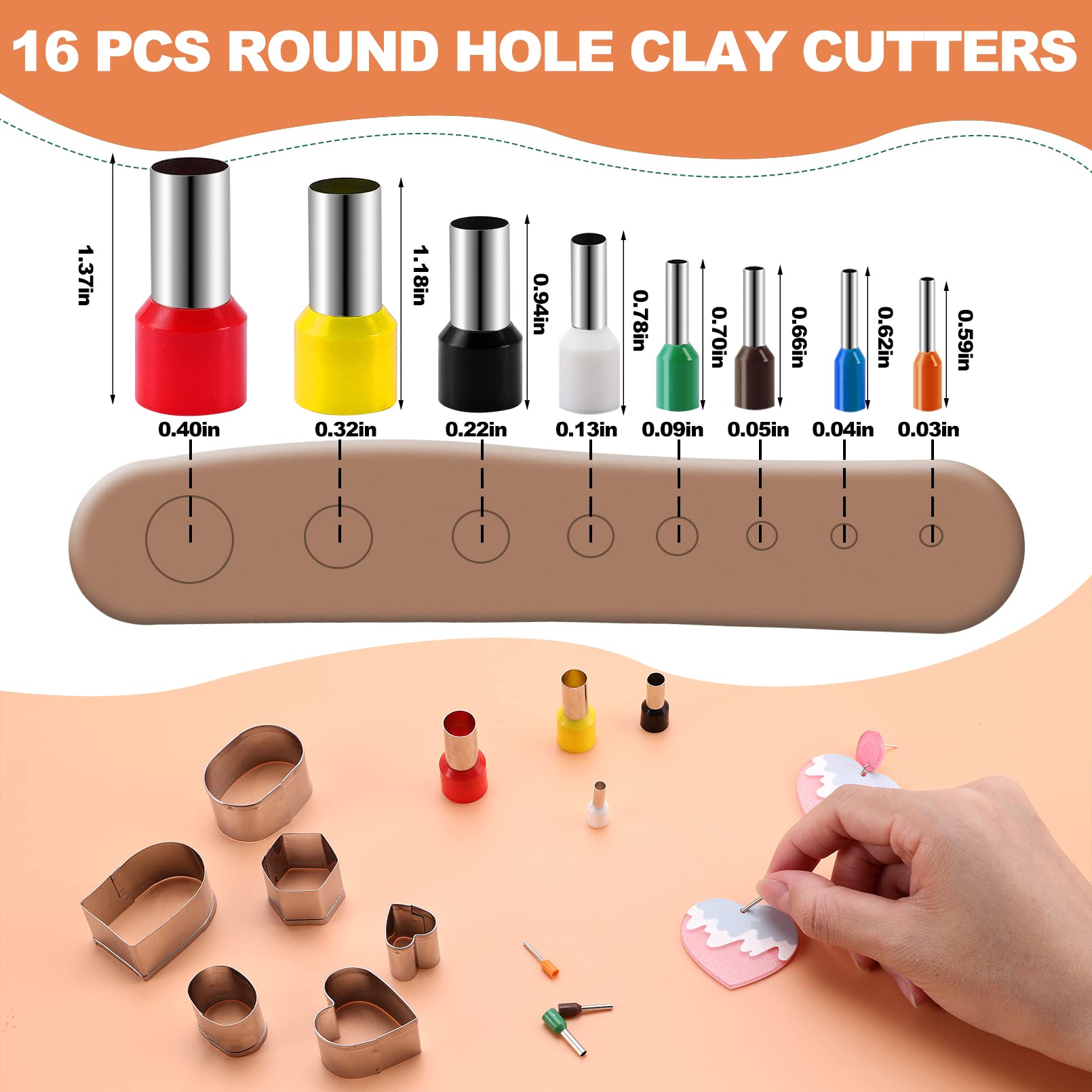 152 Pcs Polymer Clay Cutters Set,36 Shapes Stainless Steel Clay Earring Cutters Molds with 16 Circle Shape Cutters and 100 Earrings Accessories,DIY Clay Cutters for Polymer Clay Jewelry