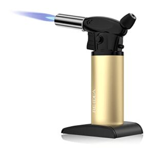 reidea kitchen torch, butane refillable with automatic safety lock, large capacity, adjustable flame, torch lighter for creme brulee, bbq and baking, t2(butane gas not included)