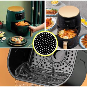 PINEPOEM Air Fryer Liners Reusable Silicone, Bamboo Steamer Liner, Perforated Liner for Air Fryer