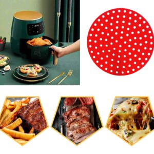 PINEPOEM Air Fryer Liners Reusable Silicone, Bamboo Steamer Liner, Perforated Liner for Air Fryer