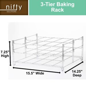 Nifty 3-in-1 Baking Rack – Nickel Chrome Plating, Cooling & Baking Rack, Multipurpose Kitchen Accessory, Folds Flat for Easy Storage, Use for Cookies, Pizzas, Baked Goods