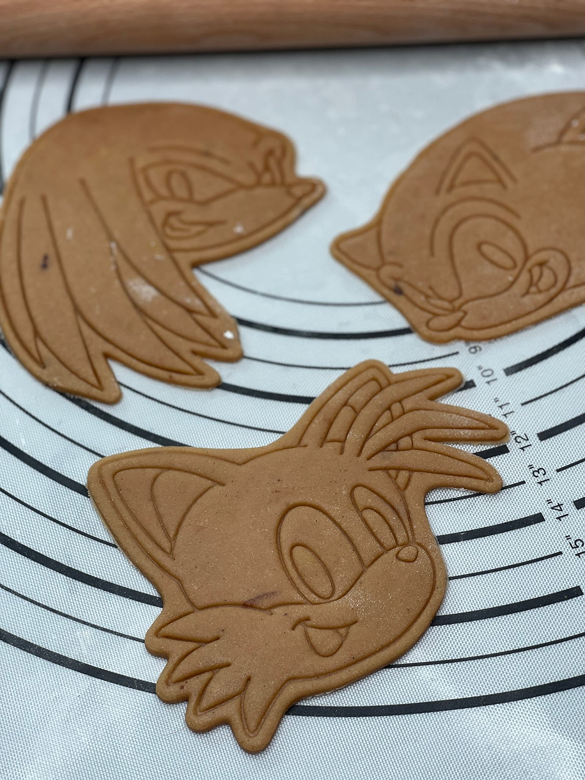 Set of 3 Sonic Knuckles the Echidna Miles Tails Prower Head Cookie Cutters & Molds Produced by 3D Kitchen Art