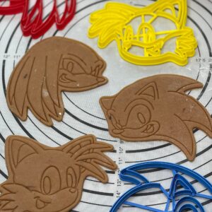 Set of 3 Sonic Knuckles the Echidna Miles Tails Prower Head Cookie Cutters & Molds Produced by 3D Kitchen Art