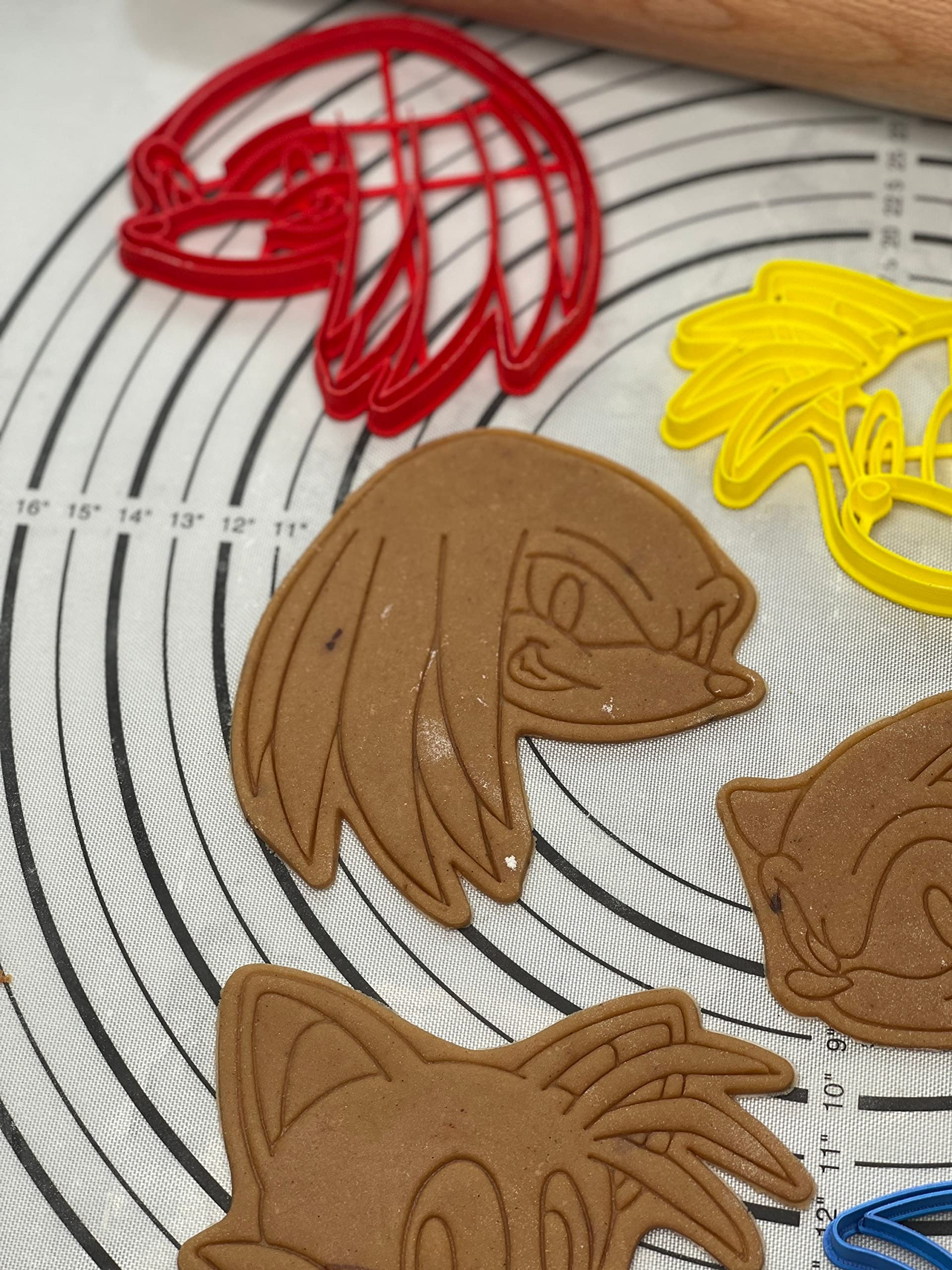 Set of 3 Sonic Knuckles the Echidna Miles Tails Prower Head Cookie Cutters & Molds Produced by 3D Kitchen Art