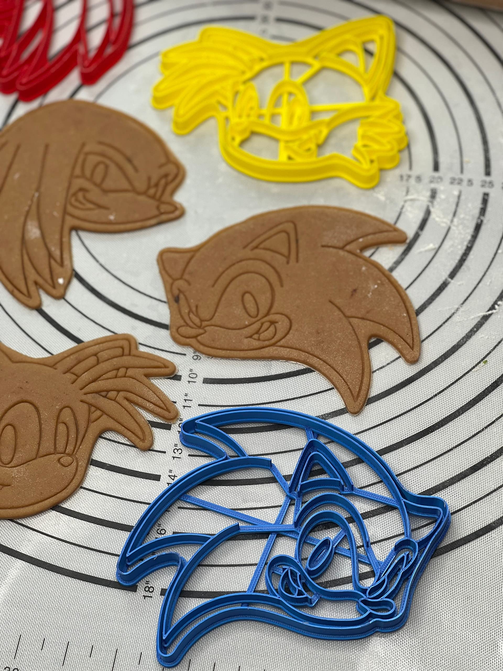 Set of 3 Sonic Knuckles the Echidna Miles Tails Prower Head Cookie Cutters & Molds Produced by 3D Kitchen Art