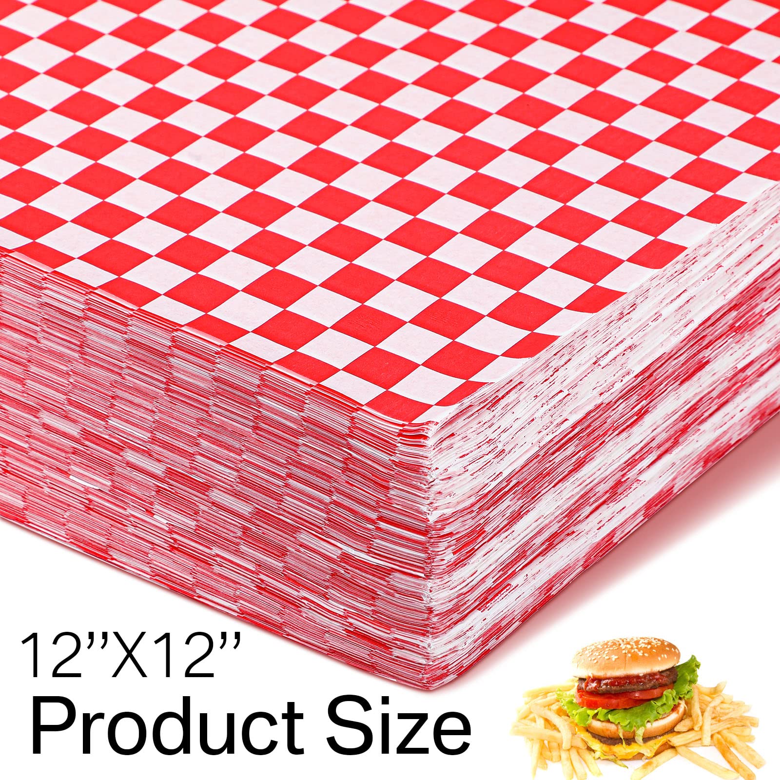 5000 Sheets Sandwich Wrap Sheet 12 x 12 Inch Wax Paper Bulk Fast Food Basket Liners Disposable Parchment Paper Grease Resistant Paper for Party Restaurant Wrapping Bread Fries (Red, White)