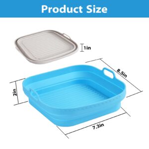 2-Pack Silicone Air Fryer Liners, Thicken Fold Air Fryer Silicone Pot, 8.5inch Reusable BPA Free Air Fryer Silicone Basket for 6-8 QT Air Fryer Baking Tray Oven Accessories