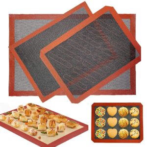 silicone hollow baking mat set 3pcs nonstick oven liner perforated mesh pad breathable fiberglass baking mat heat-resistant cooking bakeware mat for ovens and microwaves double-sided available.