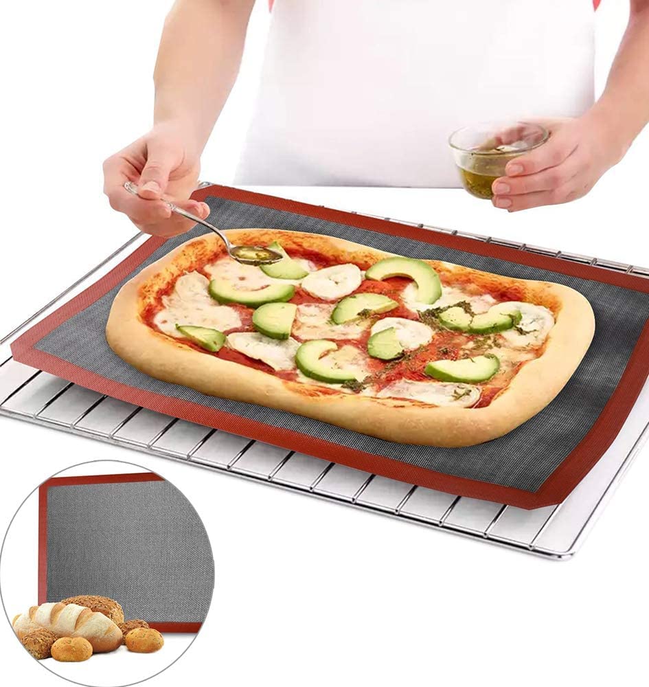 Silicone Hollow Baking Mat Set 3Pcs NonStick Oven Liner Perforated Mesh Pad Breathable Fiberglass Baking Mat Heat-Resistant Cooking Bakeware Mat for Ovens and Microwaves Double-sided Available.